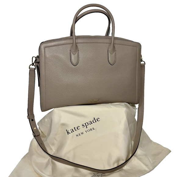 kate spade | Bags | Kate Spade Knott Bag Laptop Bag Taupe Large Leather ...